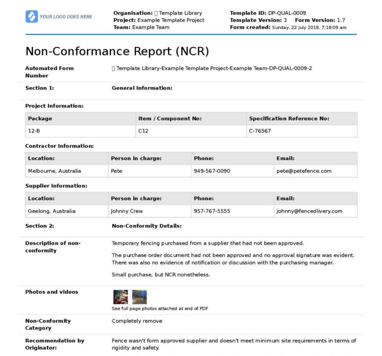 Non Conformance Software: Management, report and tracking software