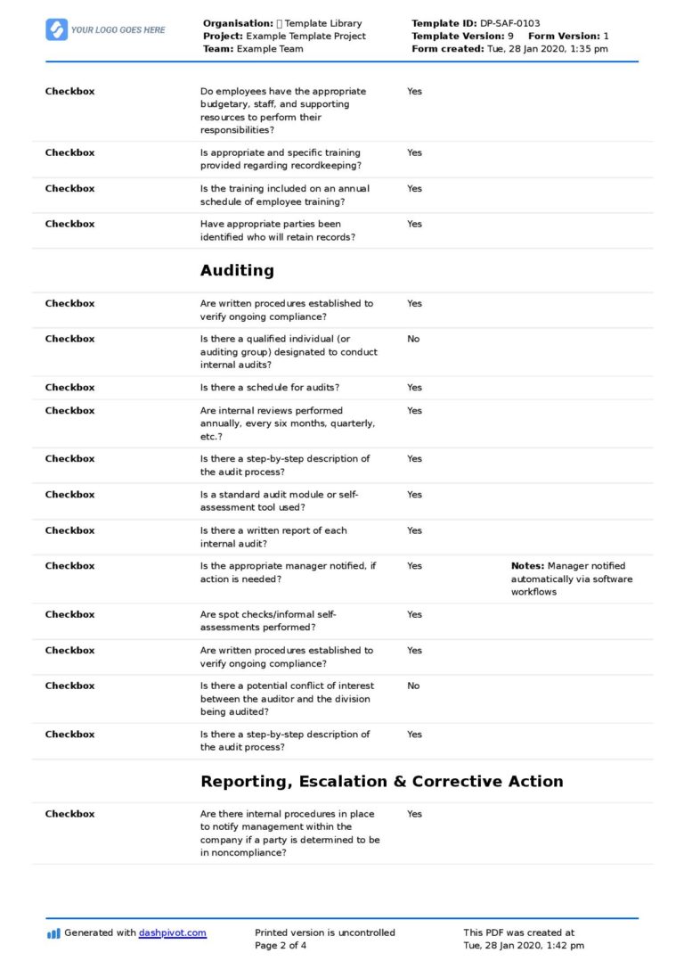 Operational Readiness Template: Use to Checklist, Plan & Review