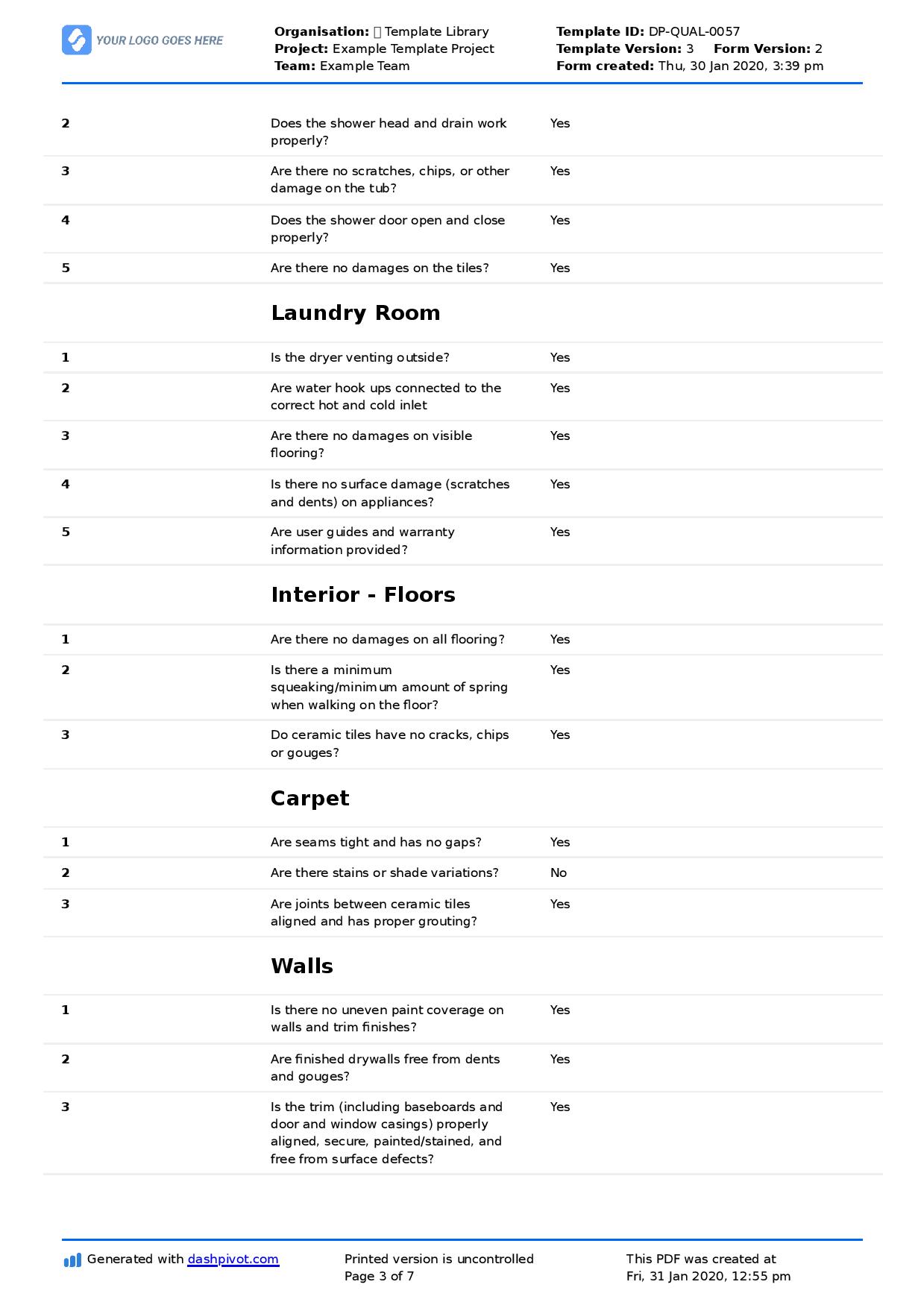 Pre Delivery Inspection Checklist Template new Homes Condo Buildings Pre Delivery Inspection Checklist Template new Homes Condo Buildings