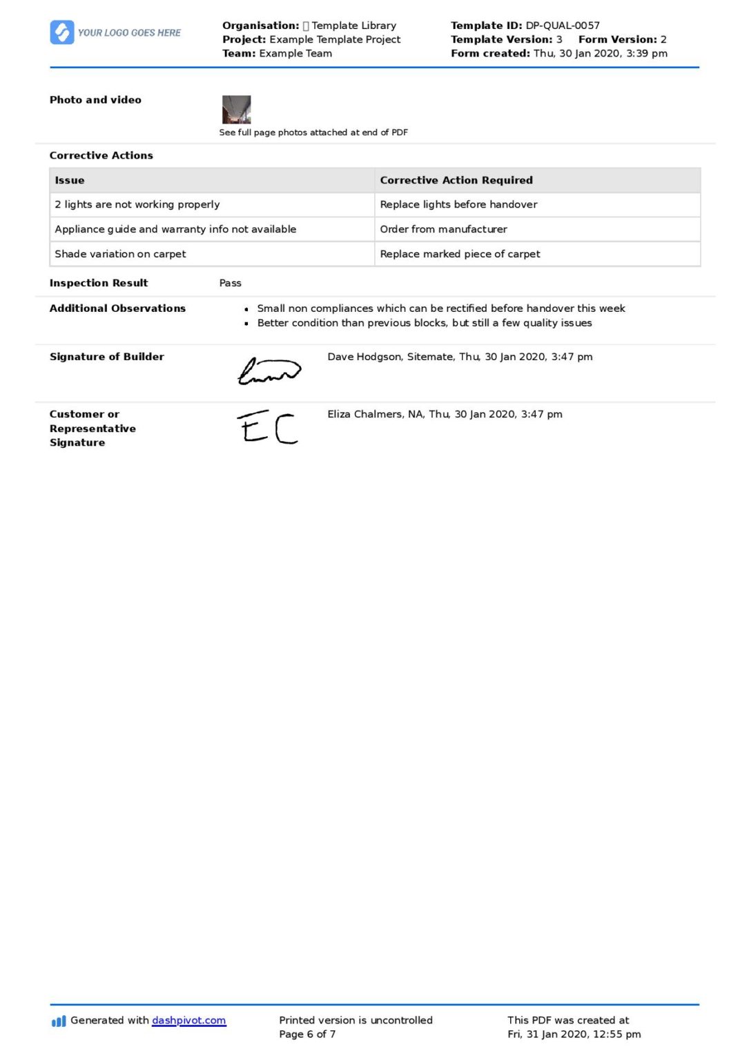 Pre Delivery Inspection Checklist template (new homes, condo, buildings)