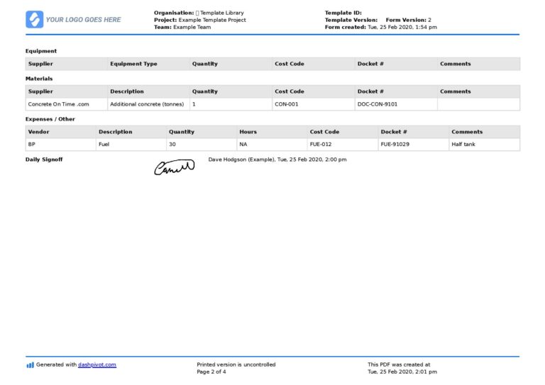 Site Diary Template: Free to use and download as PDF
