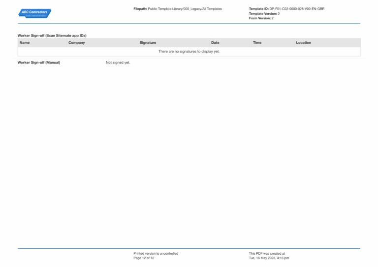 RAMS Risk Assessment Method Statement example: use it for free