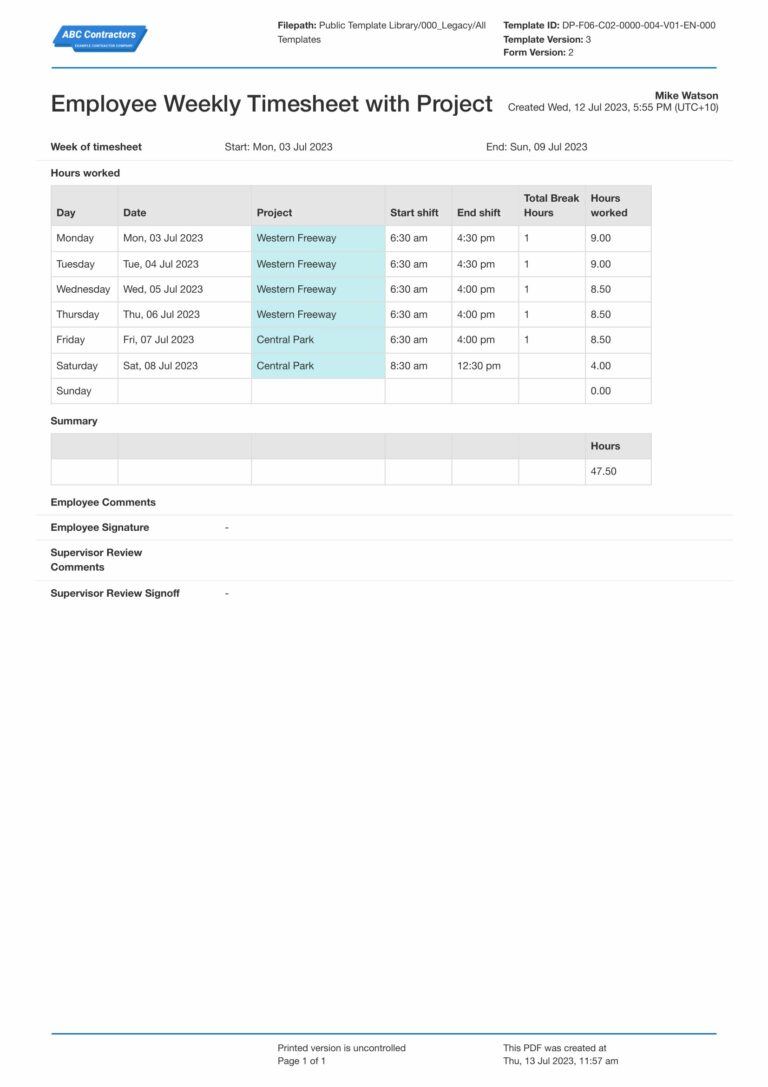 Weekly timesheet for multiple employees: quick & easy timesheets