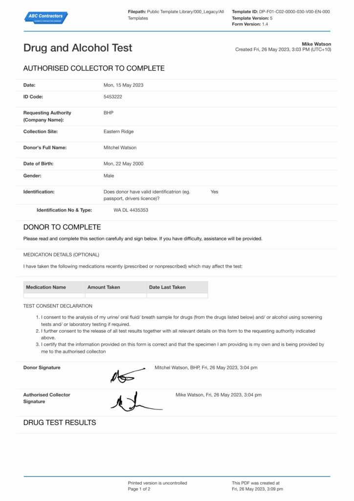 Drug Test Consent Form template: easy to complete consent forms
