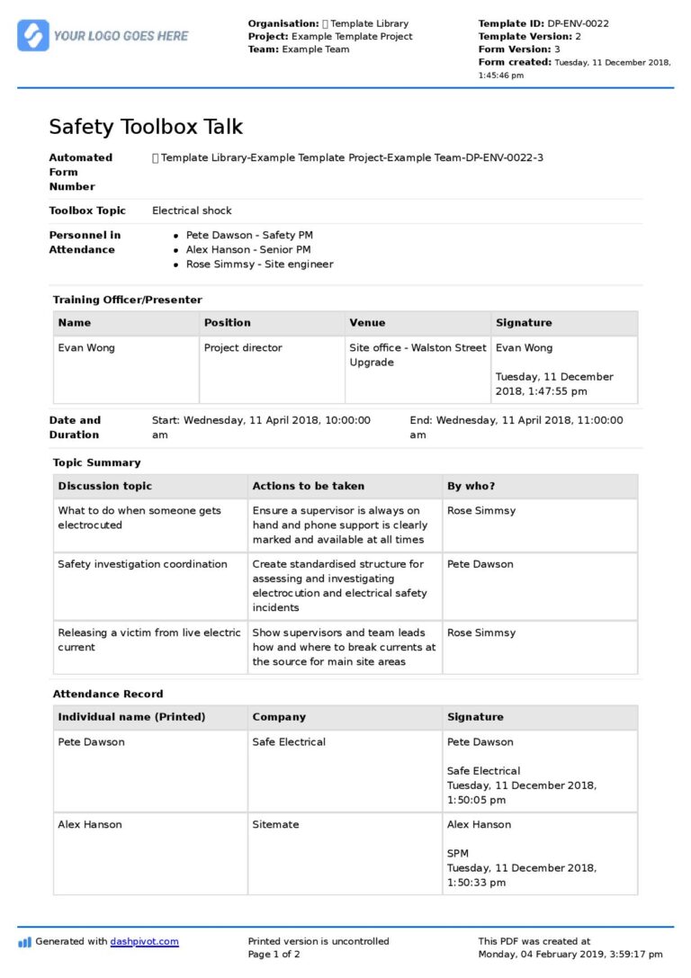 5 minute toolbox talks: run concise, relevant toolbox talks
