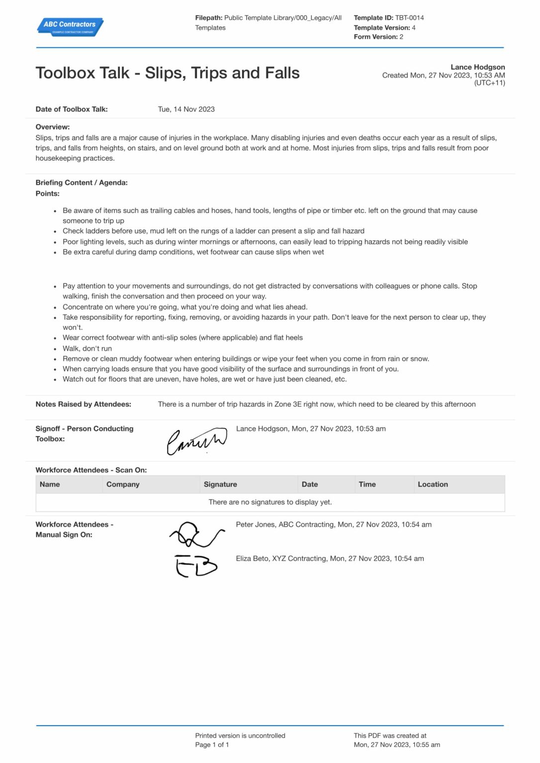Free HSE Toolbox Talks template library: choose your toolbox talk