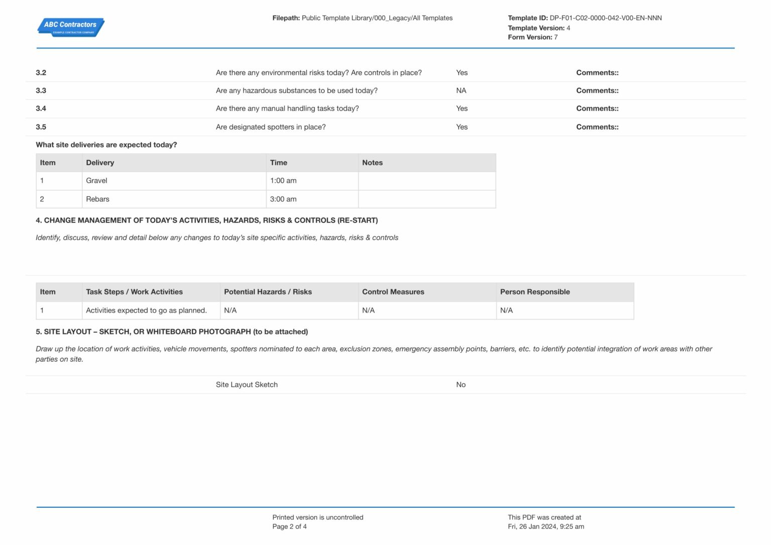 Pre-Job Brief Example