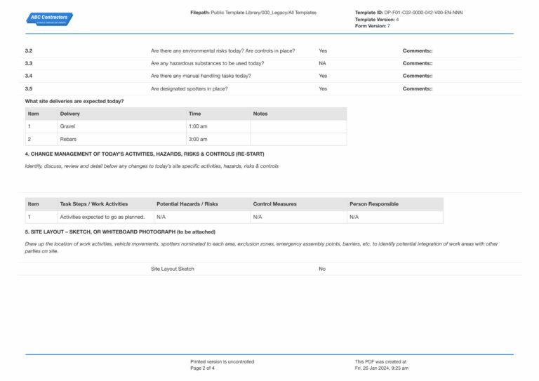 Pre-Job Brief Example