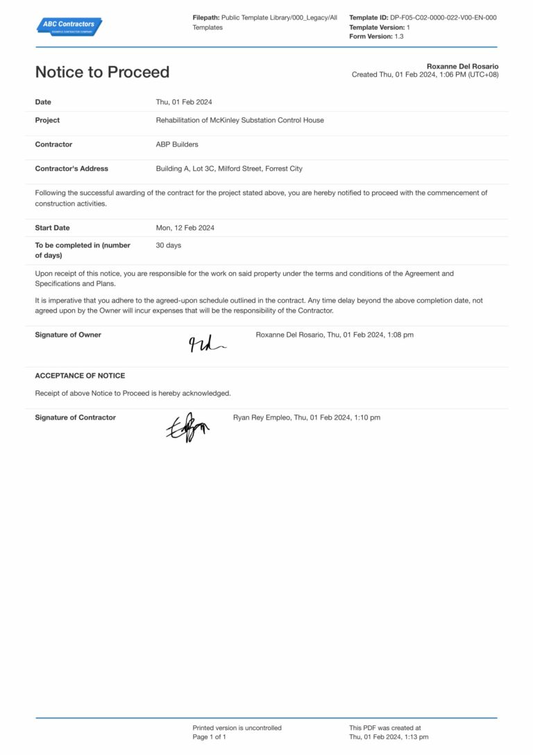 Notice to Proceed Sample: A Detailed Walkthrough for Construction