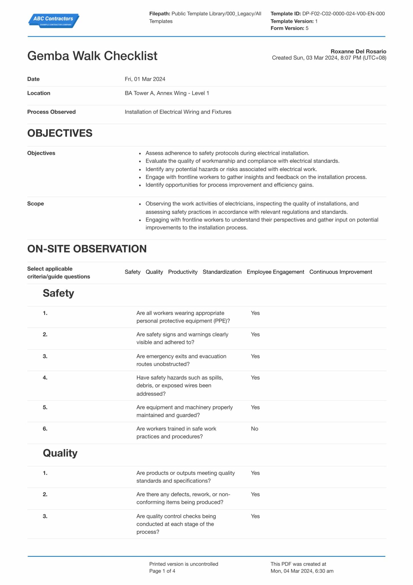 Gemba Walk Checklist Template: Better than PDF/Excel