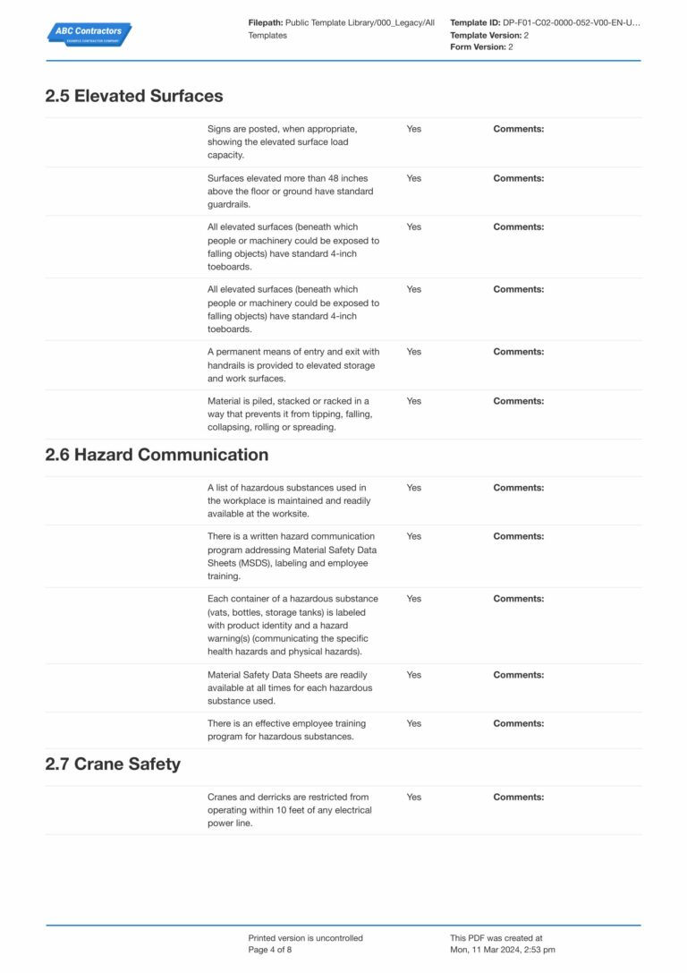 OSHA Safety Walkthrough Checklist Template: Free to download
