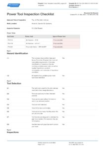 Power Tool Inspection Checklist template (Free and edtaible form)