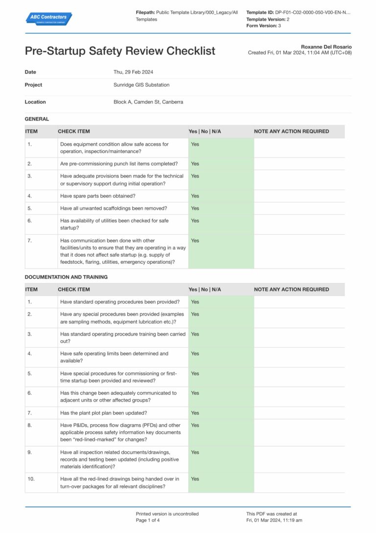 Pre-Startup Safety Review Procedure: Requirements Explained