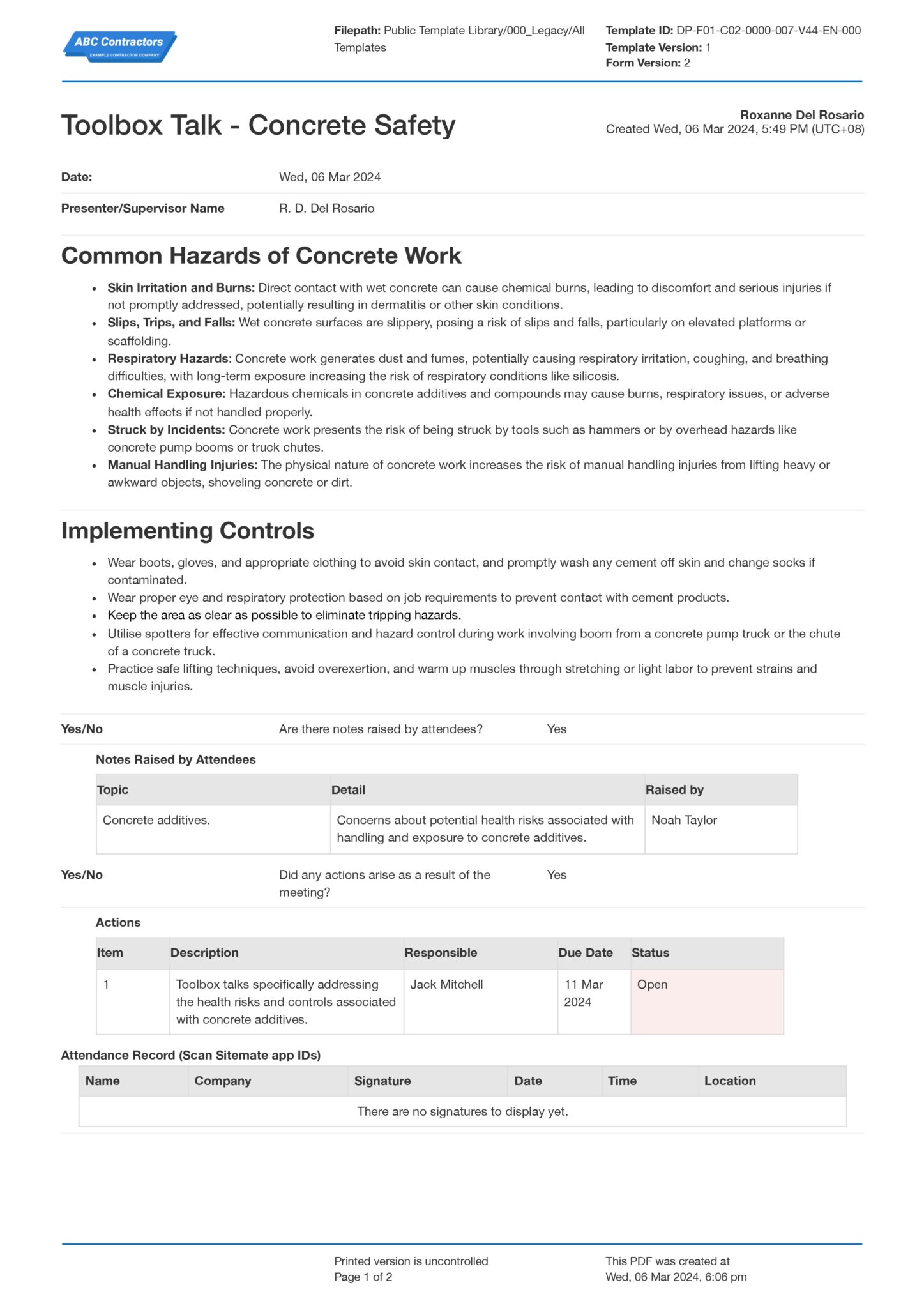 Concrete Safety Toolbox Talk Template: Smarter Than PDF