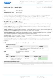 First Aid Requirements Construction Site