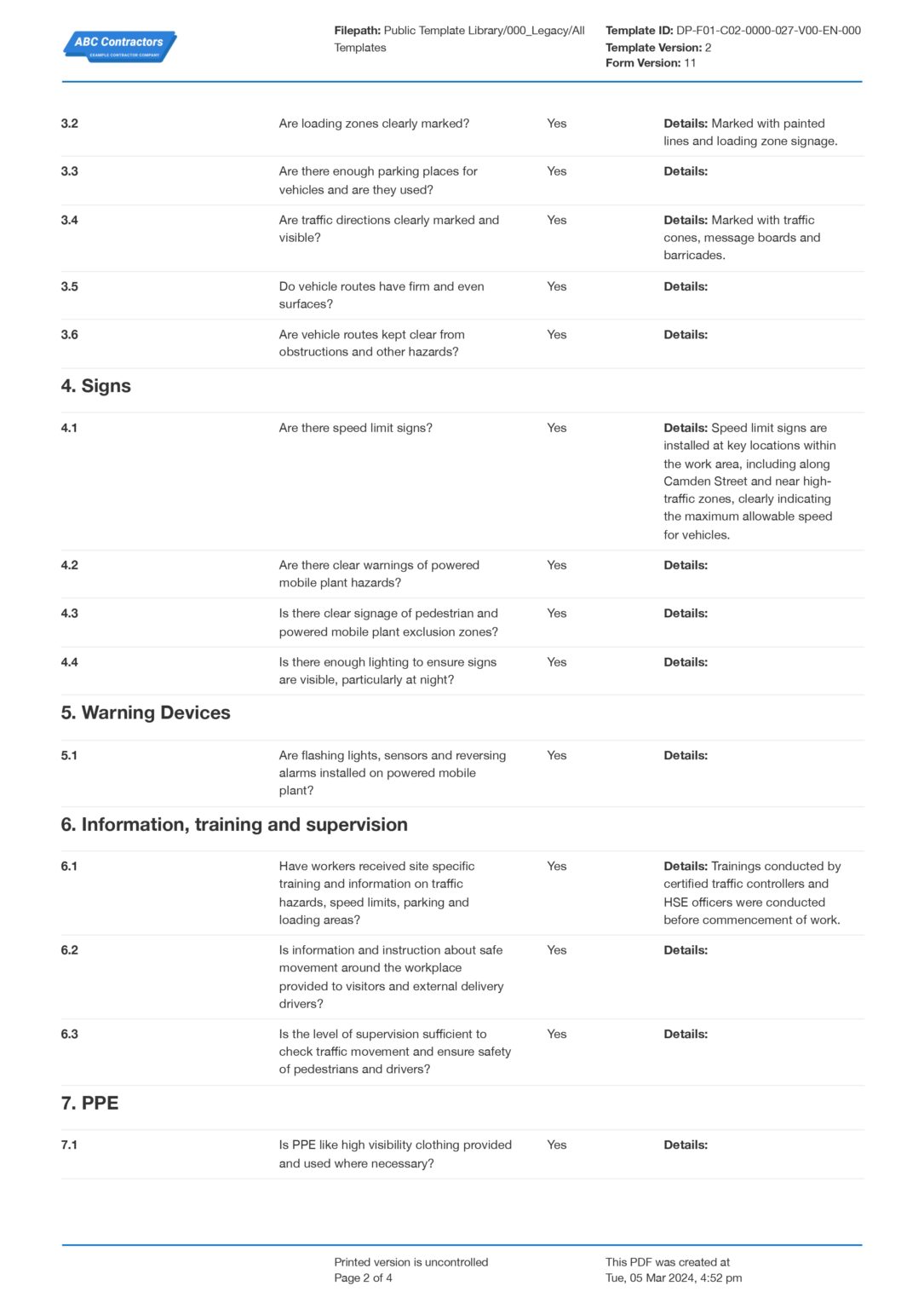 Traffic Management Plan template: Free sample/example