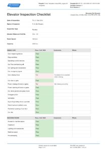 Elevator Inspection Checklist Template: Download as PDF