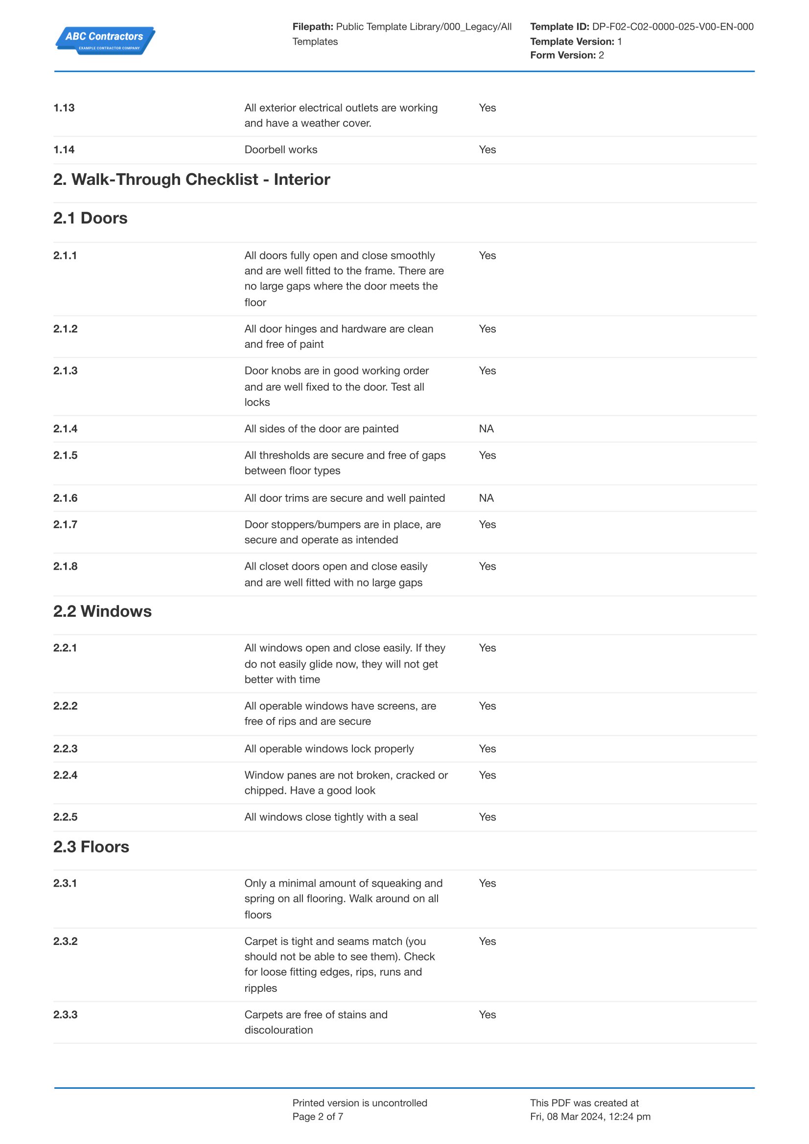 construction project start up checklist