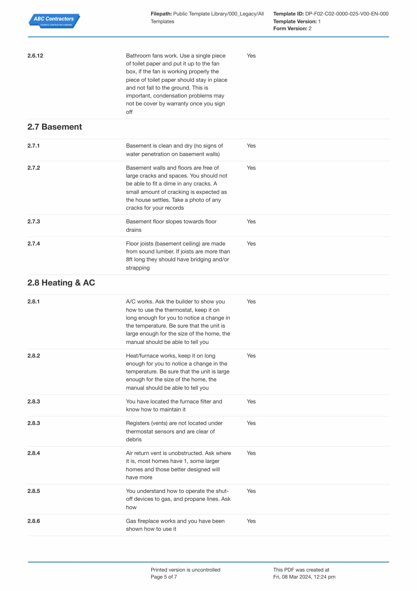 New Construction Walkthrough Checklist Template: Free PDF