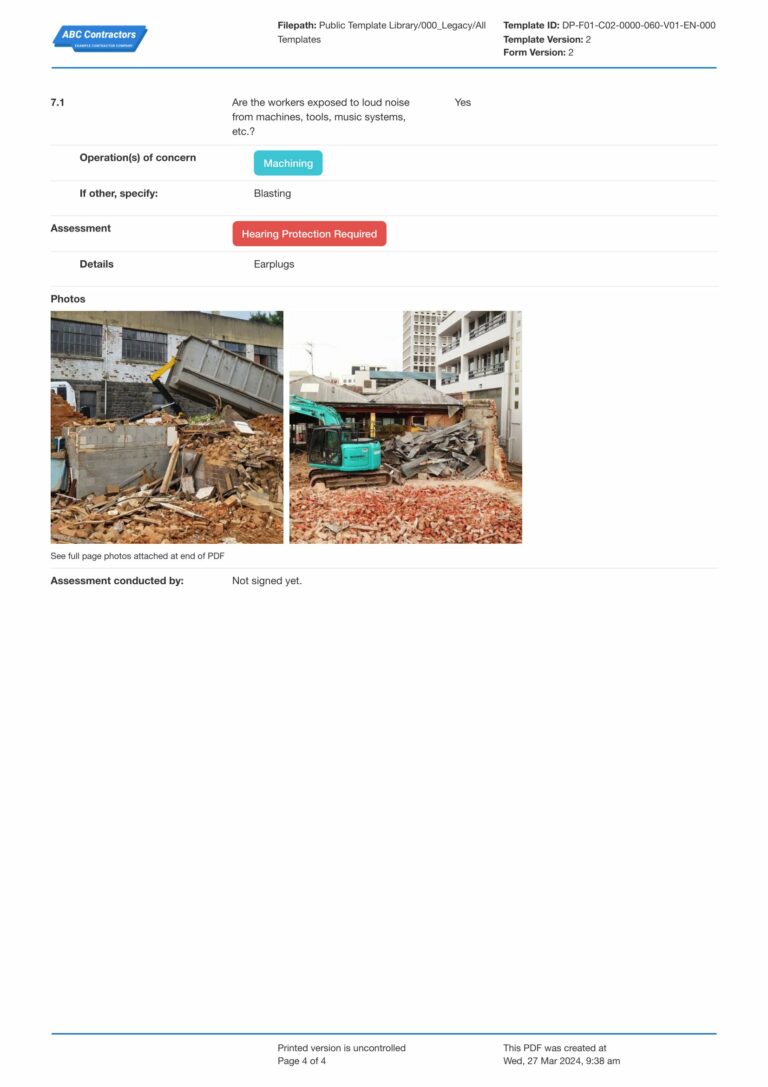 OSHA PPE Hazard Assessment Form Template