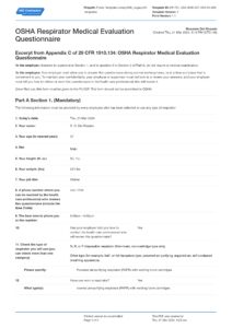 OSHA Respirator Medical Evaluation Questionnaire Form