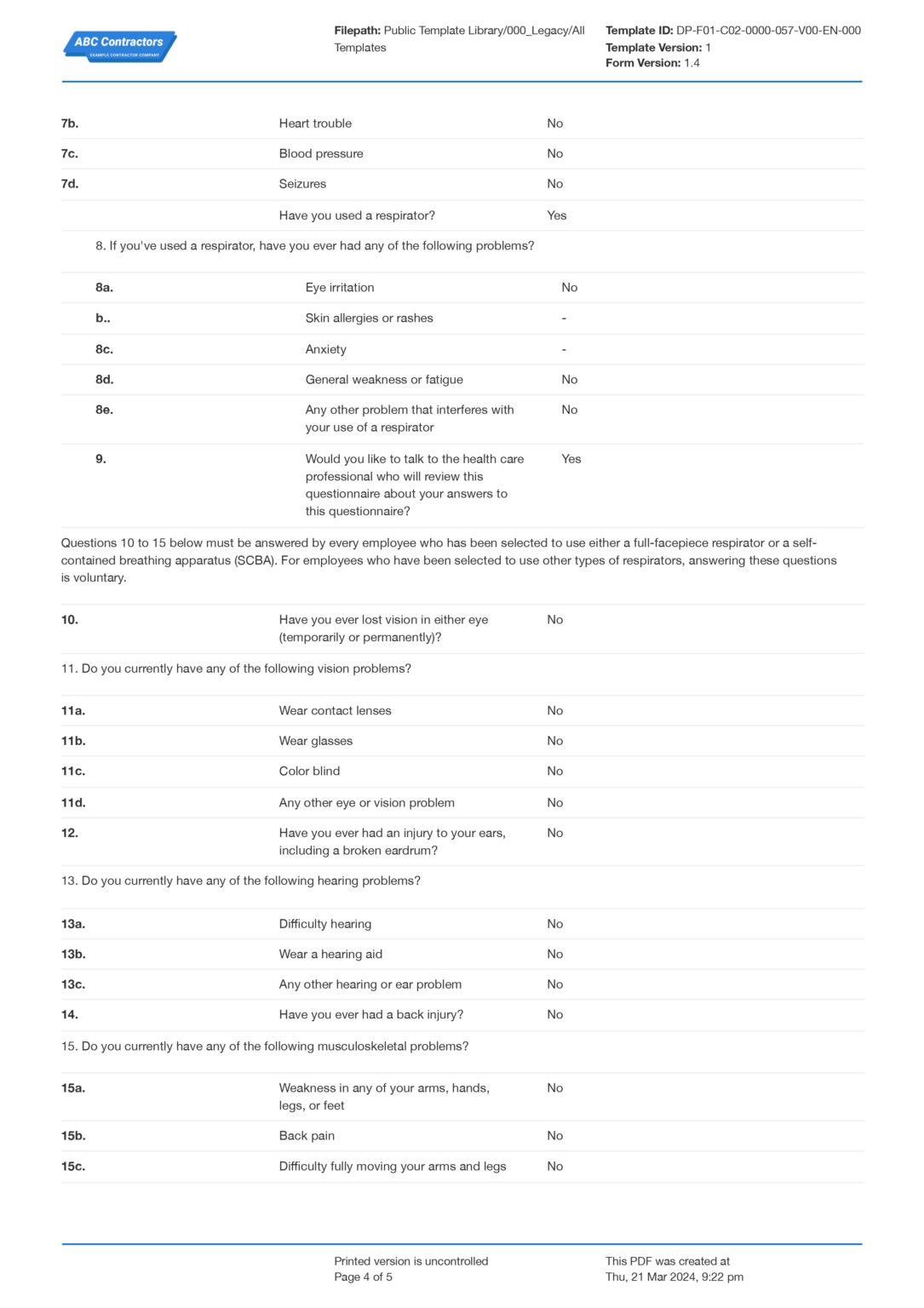 OSHA Respirator Medical Evaluation Requirements