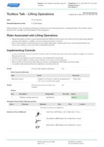 Toolbox Talks Lifting Operations: Export as PDF