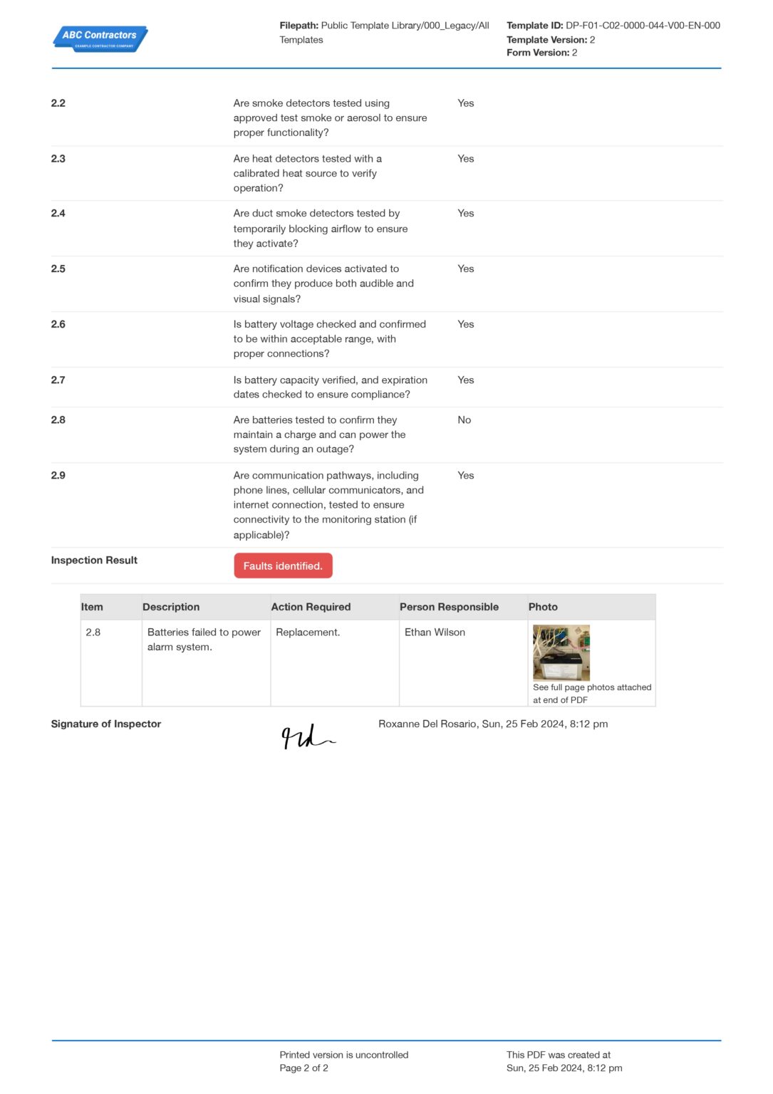 Fire Alarm System Inspection Checklist Template: Free download