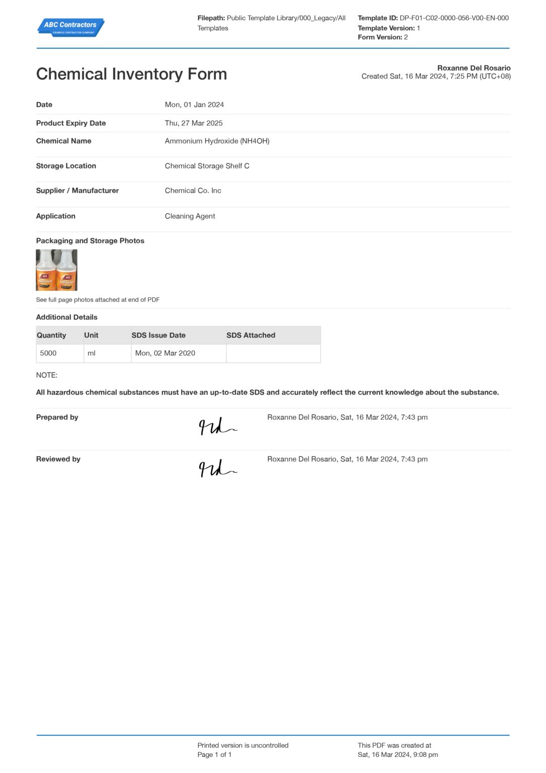 Chemical Inventory Template: Free and Customisable
