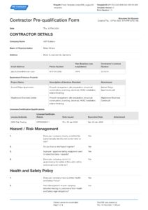 Contractor Pre-Qualification Checklist Template: Free Form