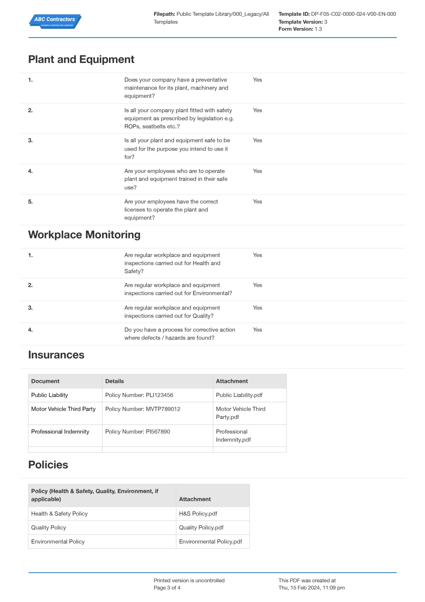 Contractor Pre-Qualification Checklist Template: Free Form Contractor Pre-Qualification Checklist Template: Free Form