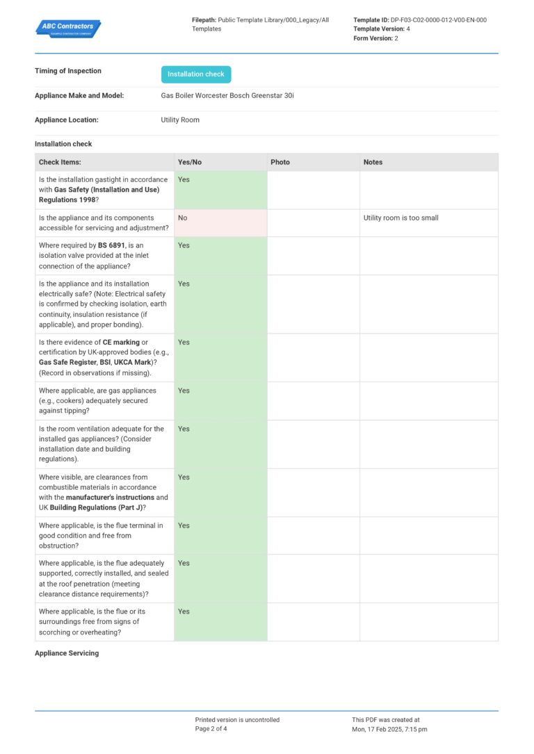 Gas Safety Checklist Template: Free, Editable, PDF export