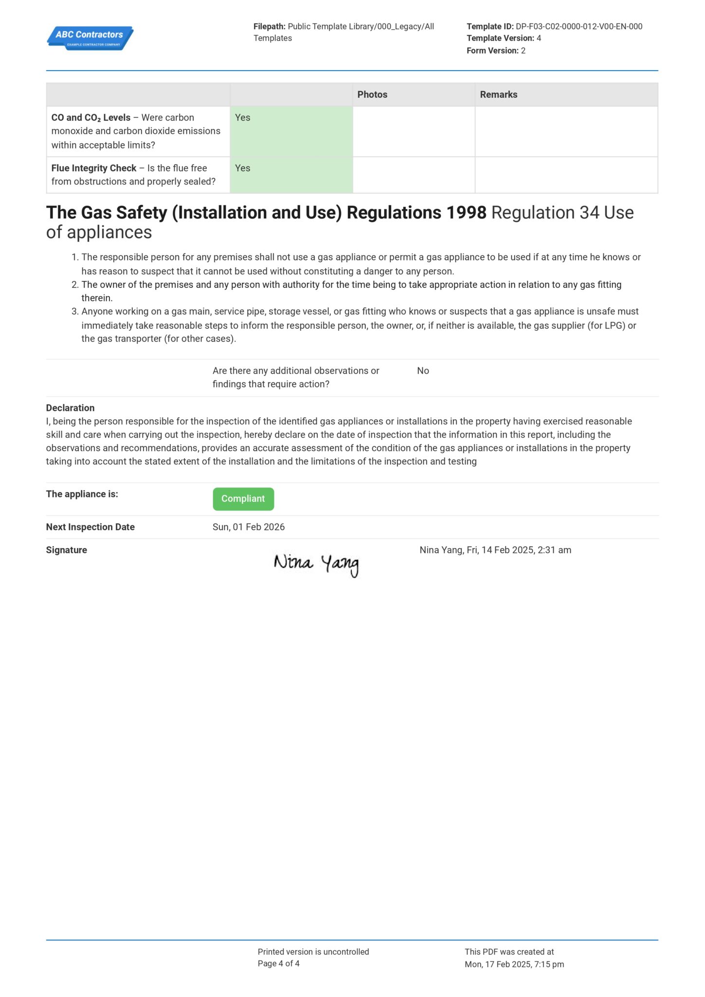 Gas Safety Checklist Template: Free, Editable, PDF export