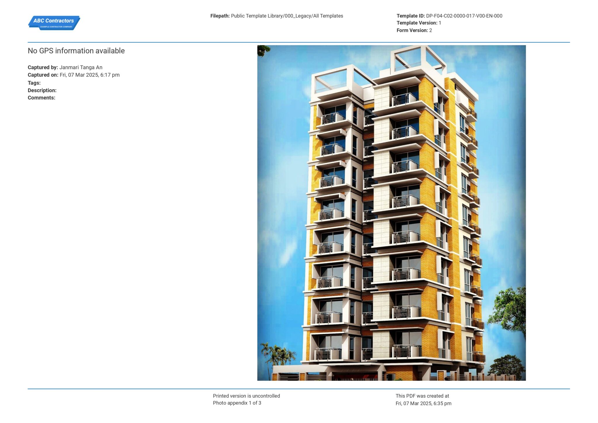 Damage Assessment Report Template and Sample PDF Form