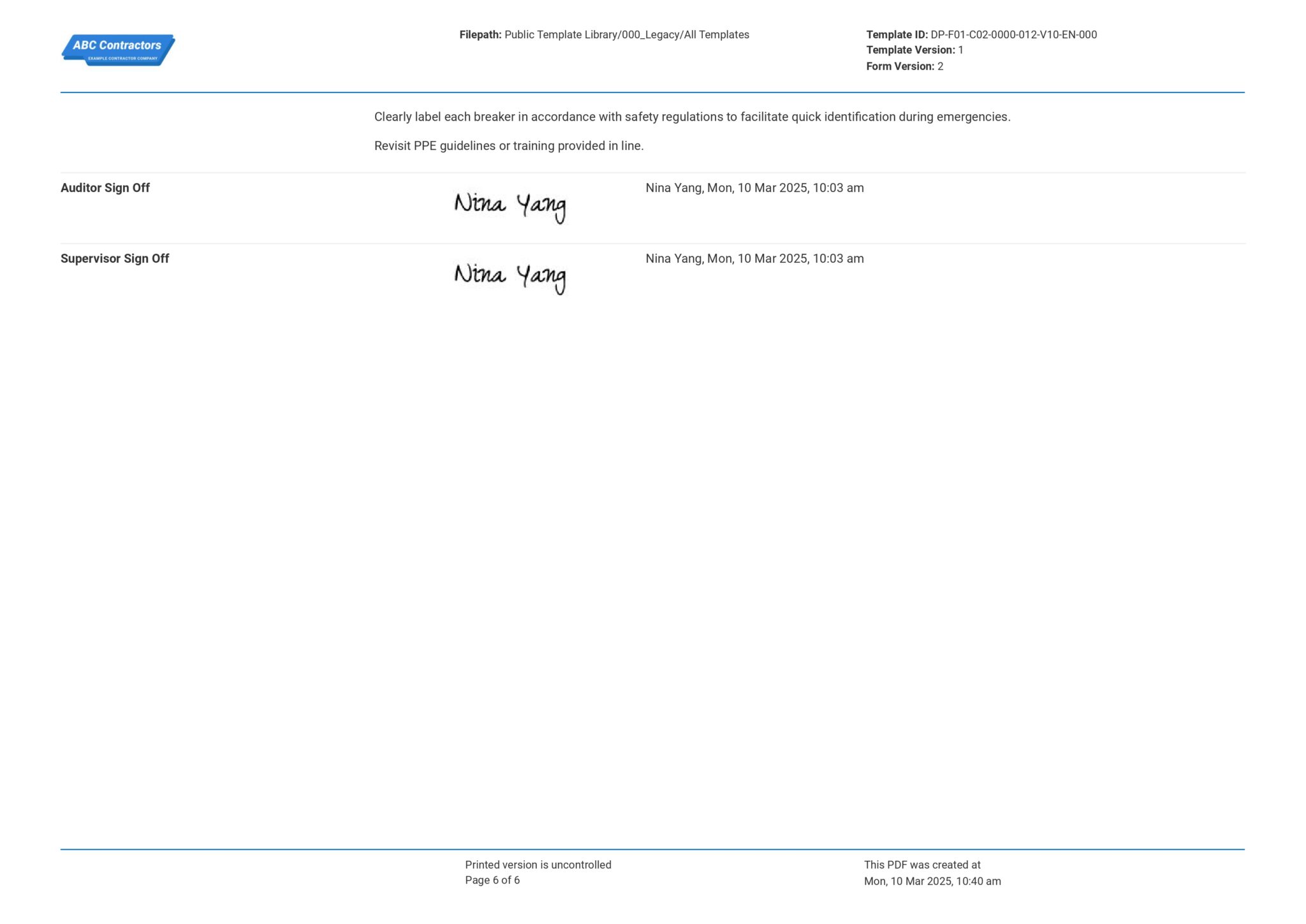 Manufacturing Safety Audit Checklist Template and PDF