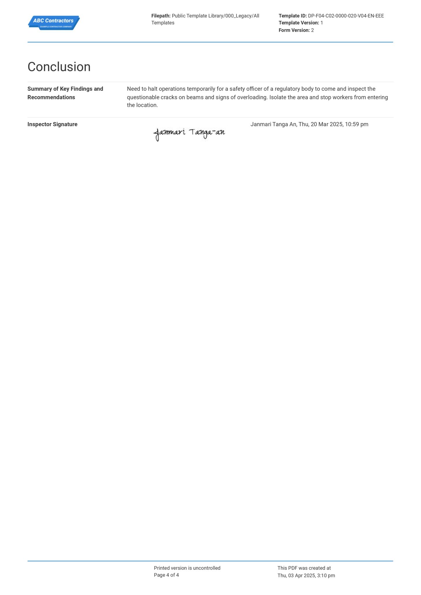 Structural Integrity Report Template, PDF Form, and Details