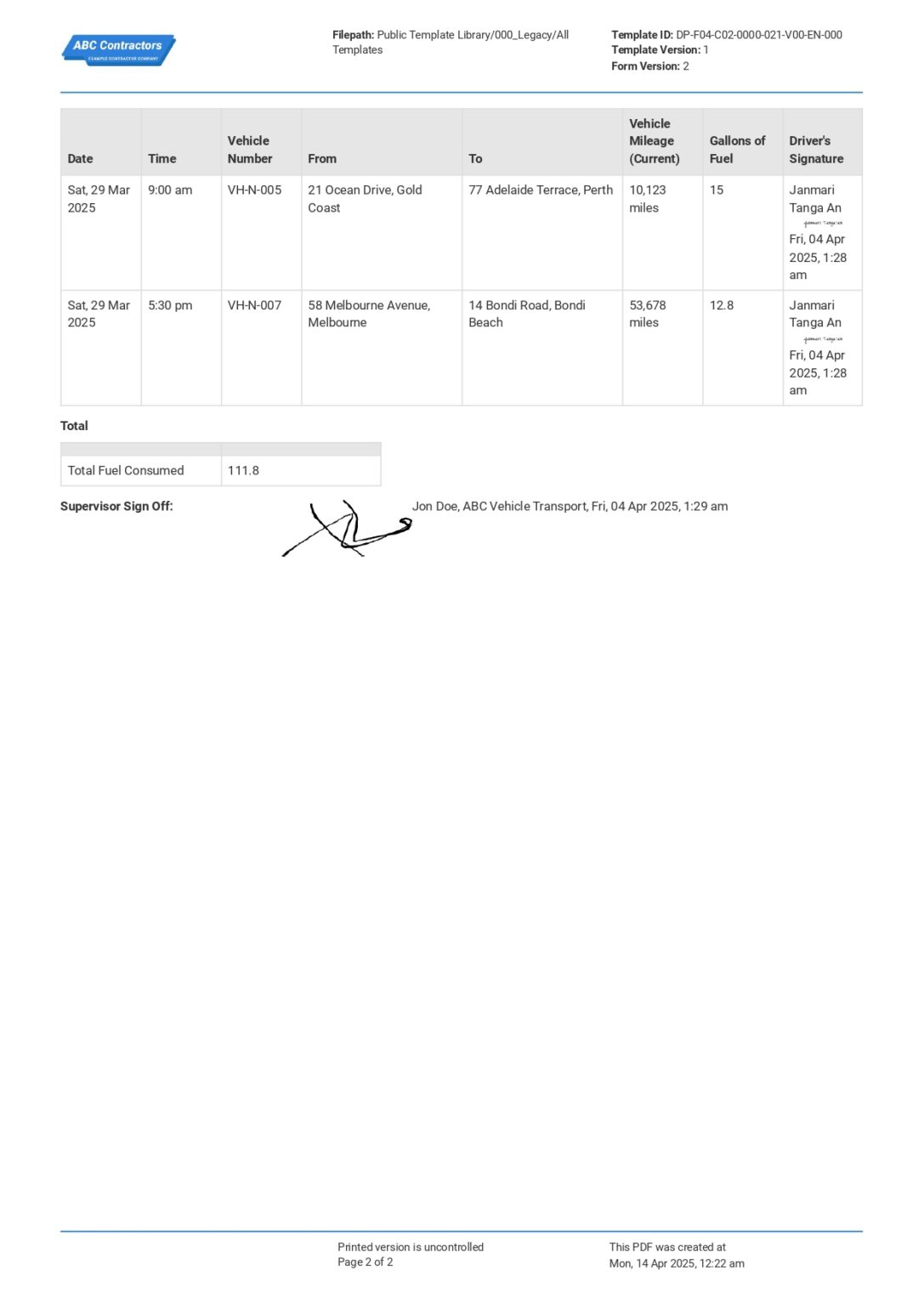 Fuel Log Template: Editable Sheet and Free Printable PDF