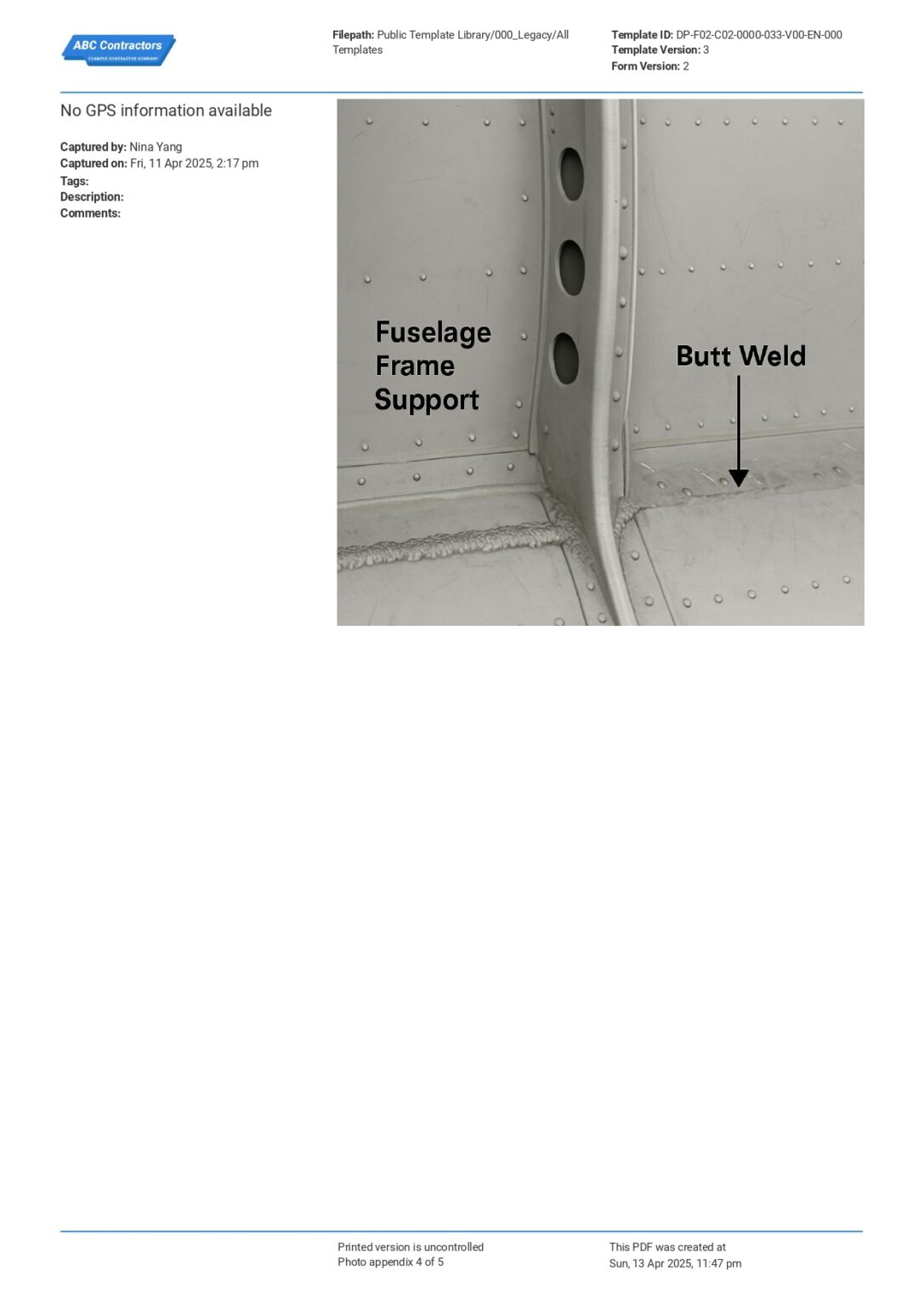 Non Destructive Testing Report Template and Example PDF