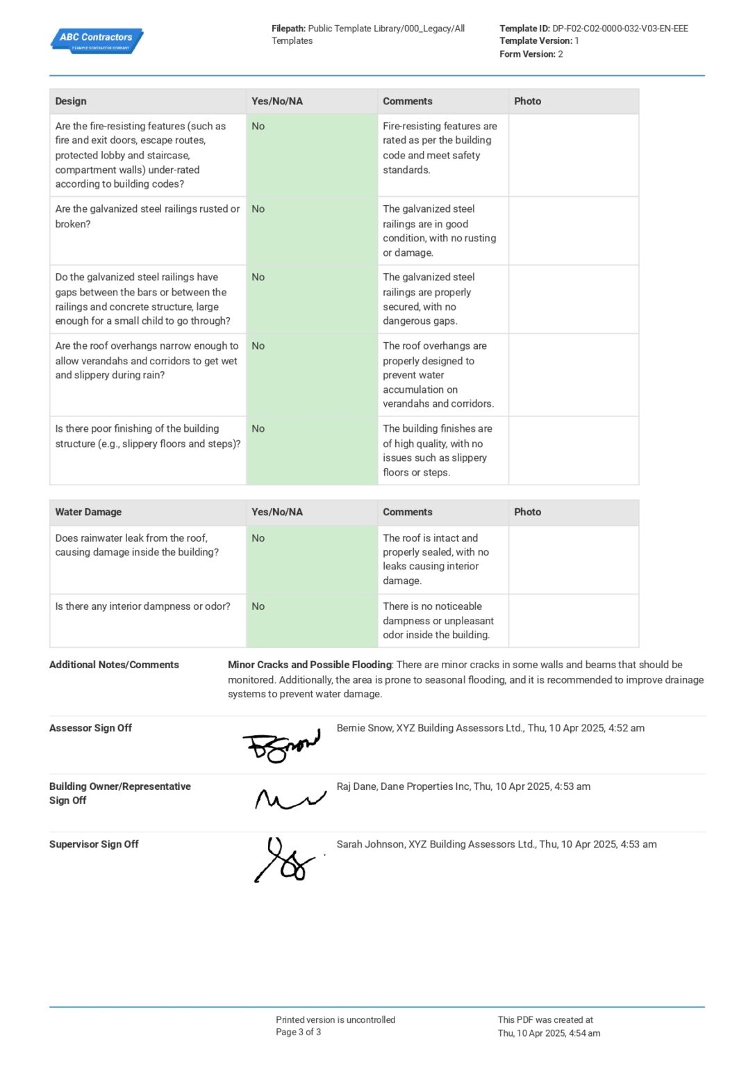 Structural Inspection Checklist Template and Report PDF