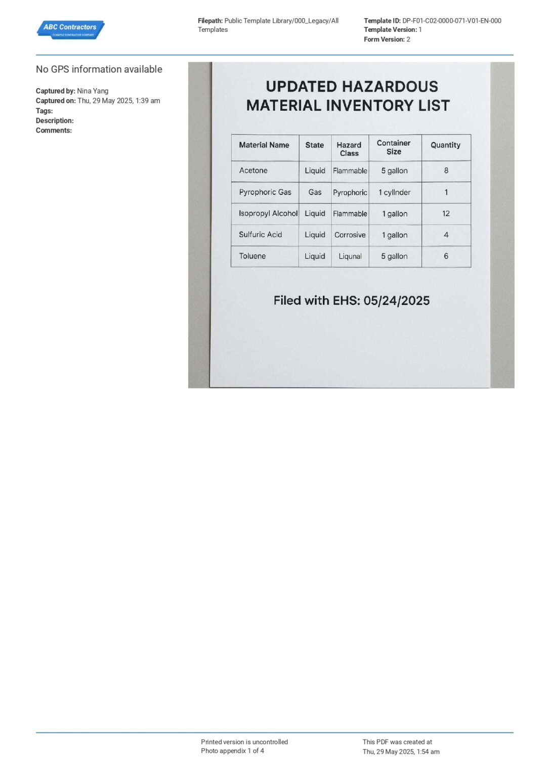 Hazardous Material Safety Plan Template - PDF Guide Example