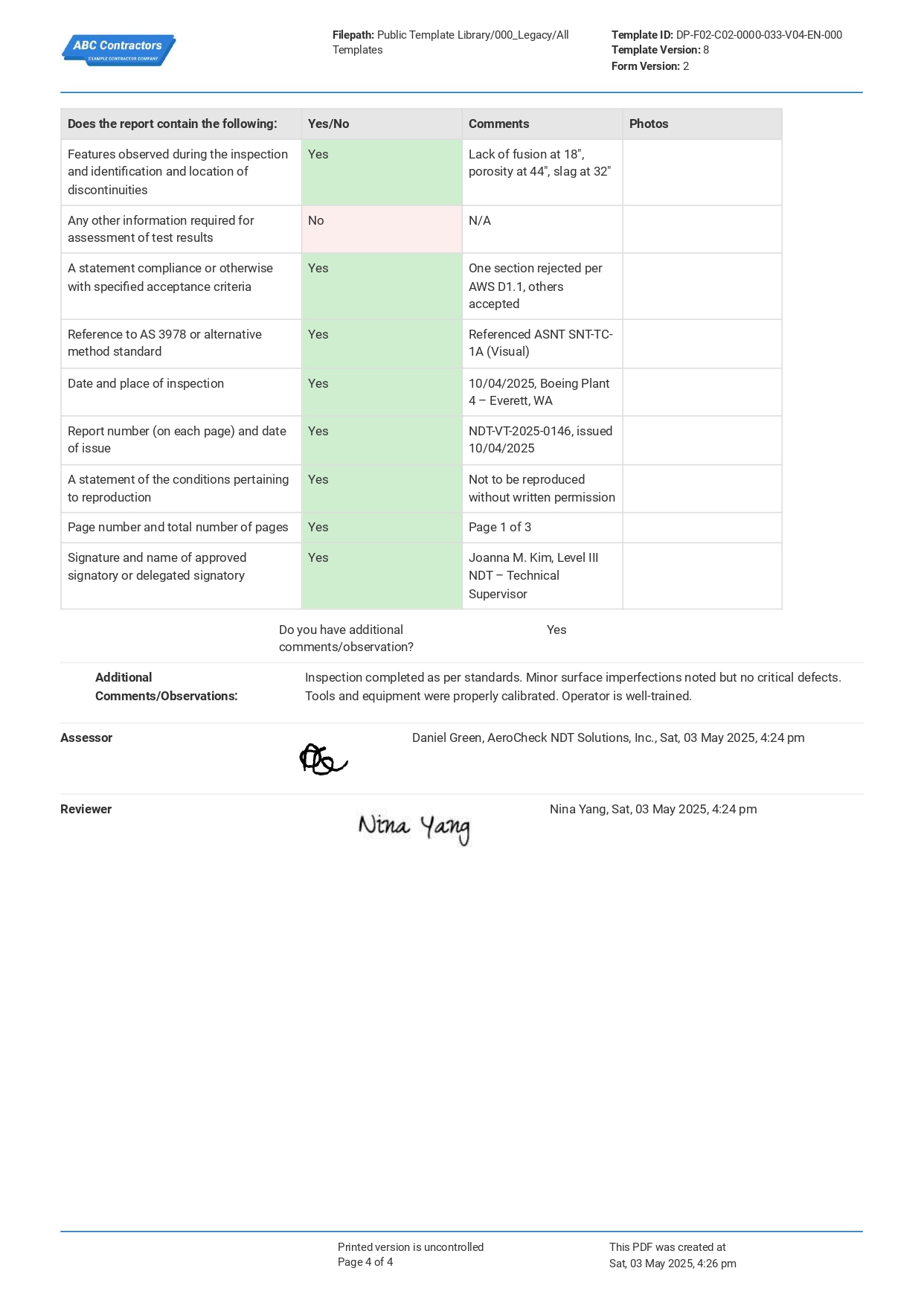 checklist inspector template builder