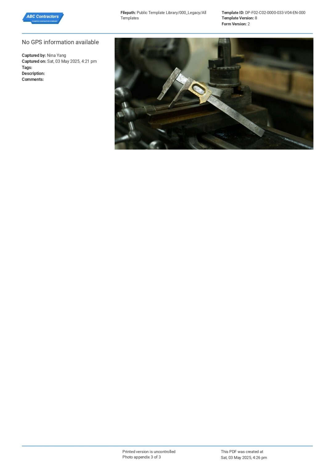 Visual Inspection Checklist Template and PDF Report