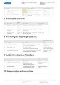 Fatigue Risk Management Plan Template, Sample PDF Example