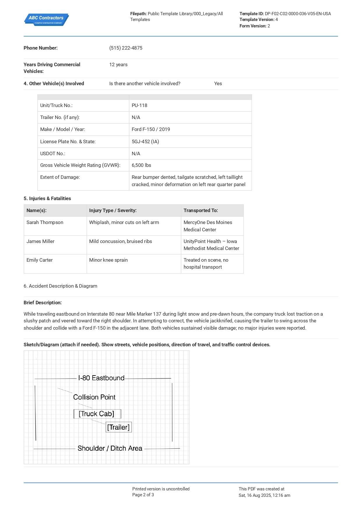 accident report forms template