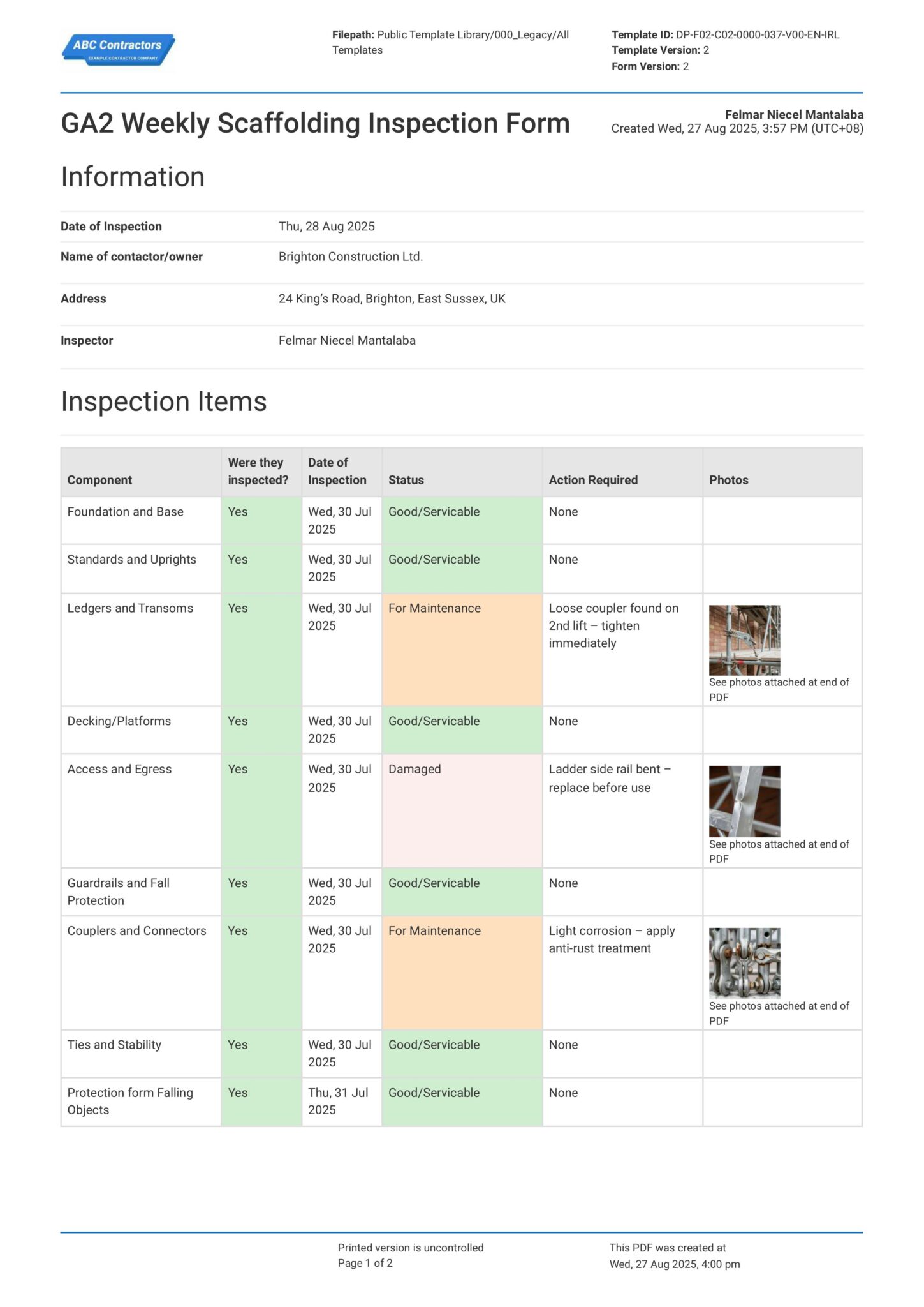 HSA Scaffolding Code of Practice: Ireland Standards Safety Guide