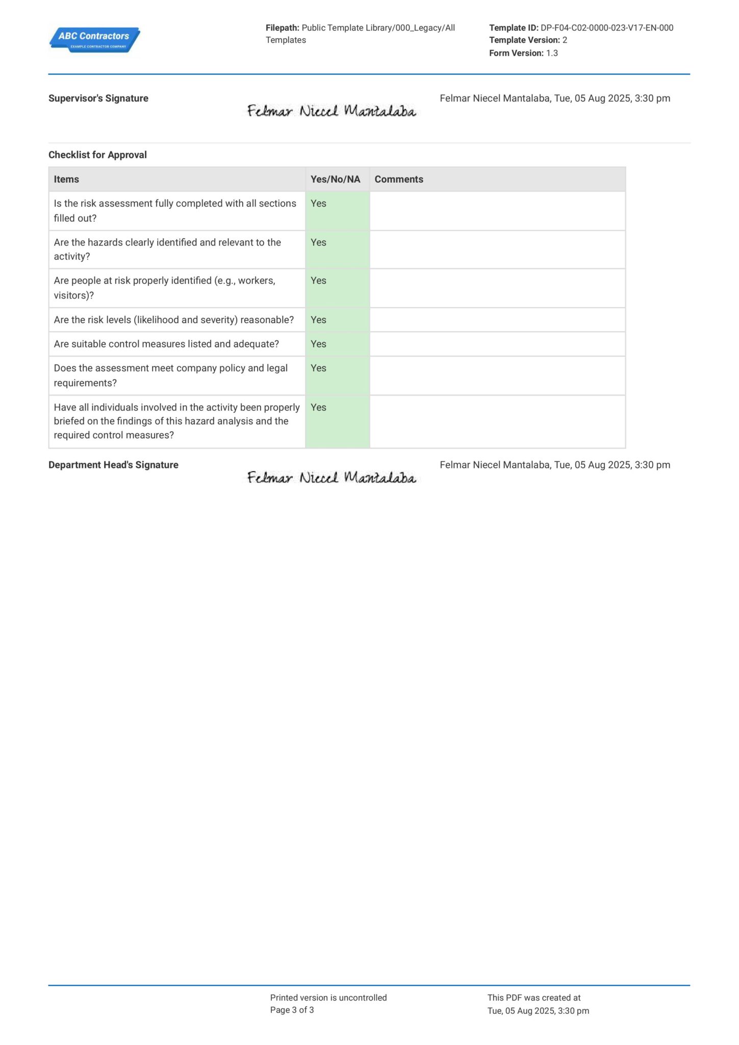 What is a Site-Specific Risk Assessment?