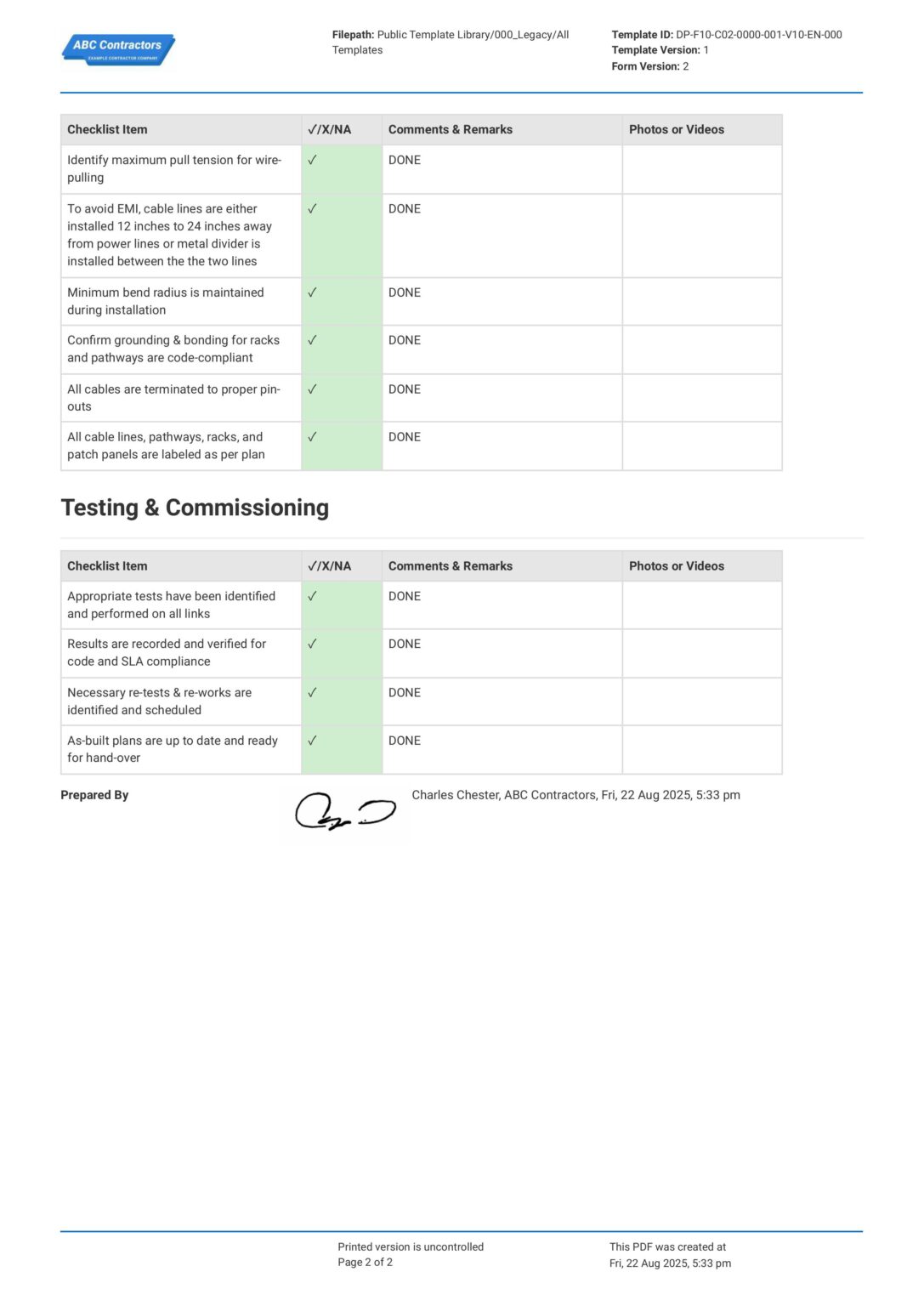 Structured Cabling Installation Checklist - PDF Plan, Guide & Tips