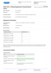 HSA GA1 Form: Lift Assessment Form Template - Free Safety PDF