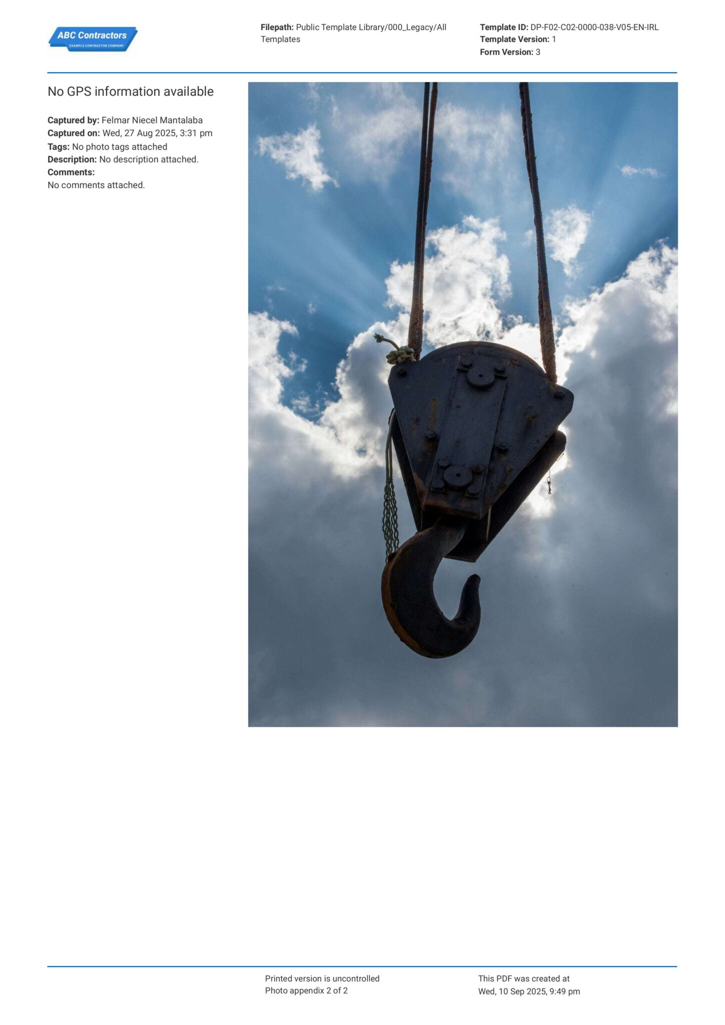 Winch Inspection Checklist Template - Machine Safety Form PDF