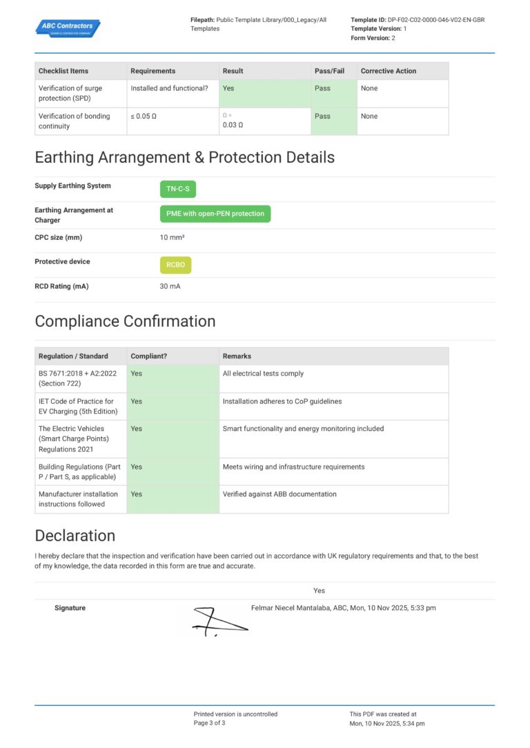 EV Charging Installation Checklist Template - Requirements Guide